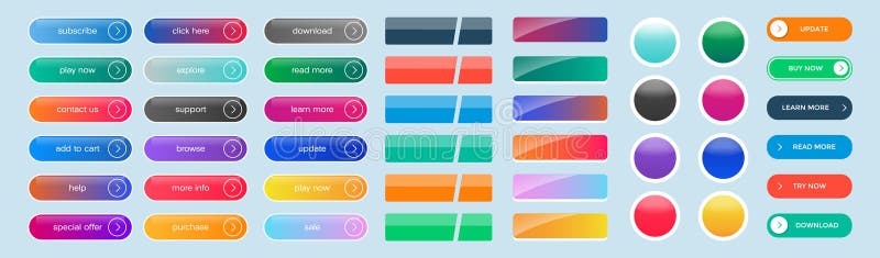 Button Application Collection. Set of Internet Buttons Template Stock ...
