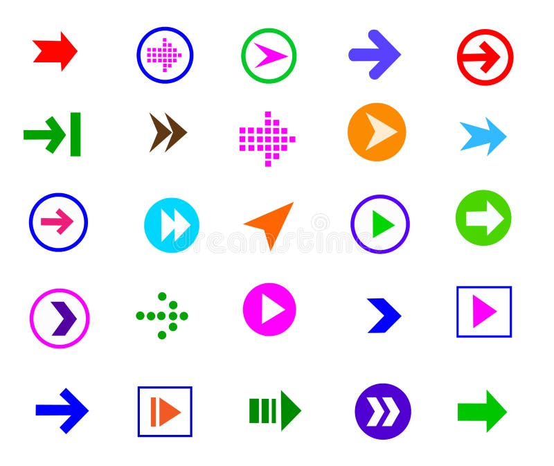 Arrow Sign Icon Set Square Shape Internet Button Stock Vector ...