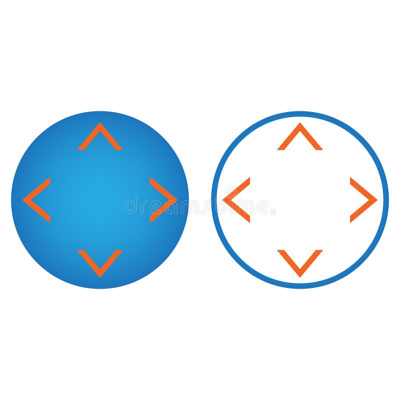 Button with Arrows in Four Directions Line Icon, Outline and Sol Stock ...