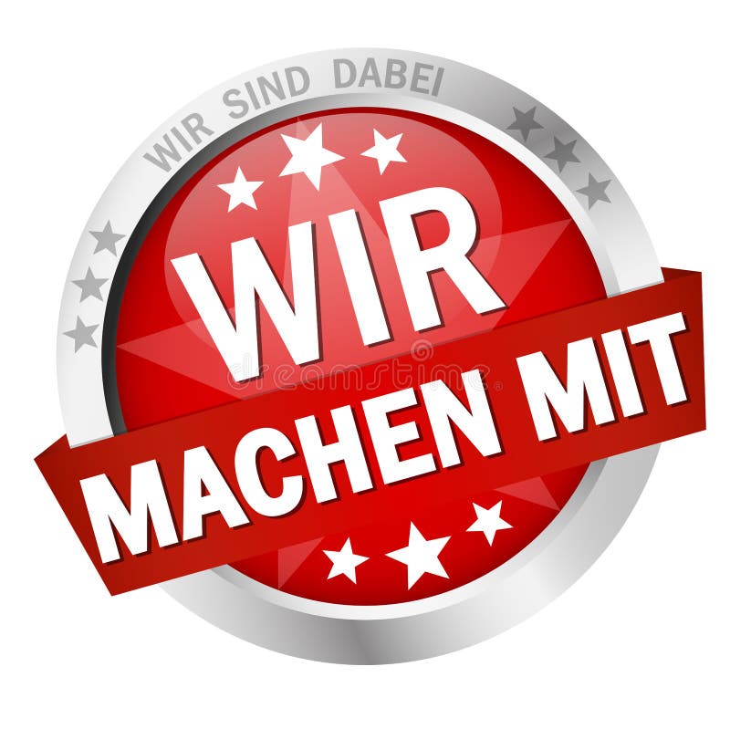 Button with Banner we Take Part (in German Stock Vector - Illustration ...