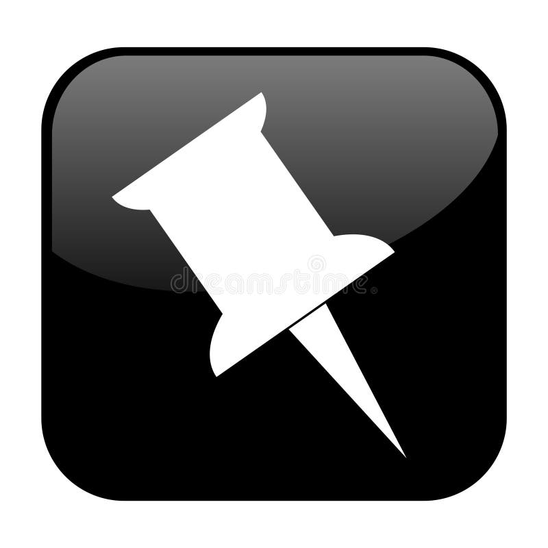 Button with Black Color and White Icon Showing Pin Needle Stock ...