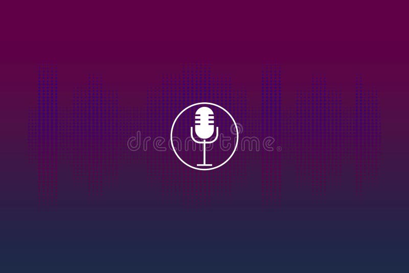 Button with Blue Wave Microphone. Future Technology Concept. Vector ...