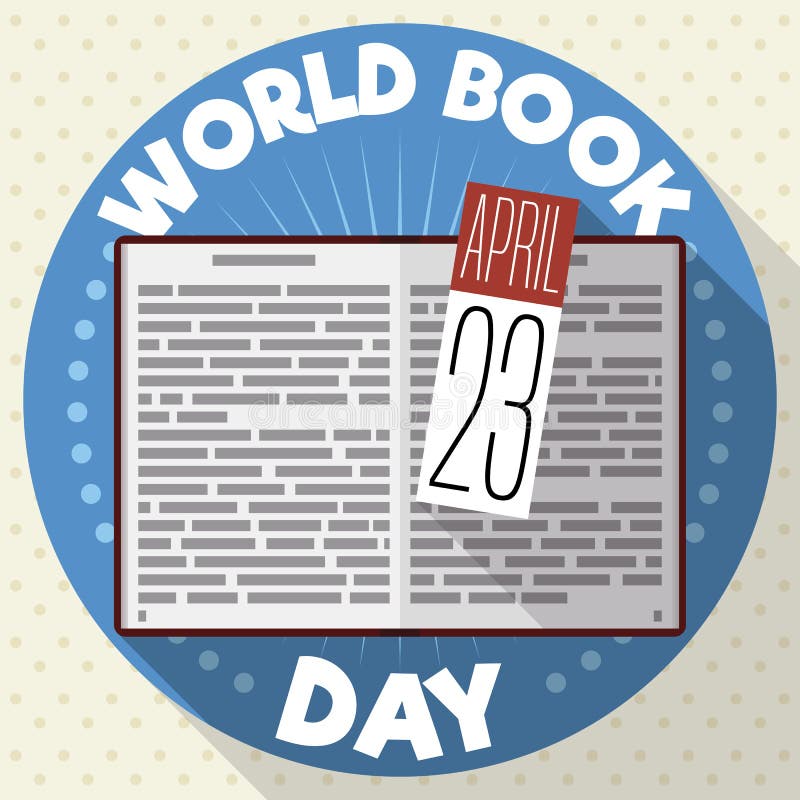Button with Book and Reminder for World Book Day Celebration, Vector ...