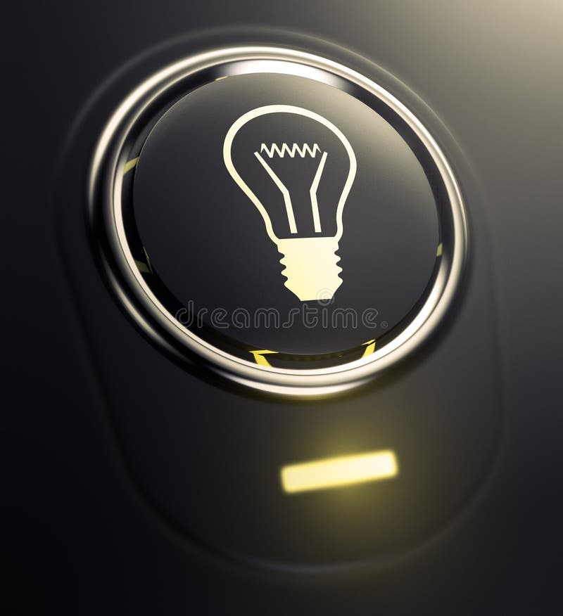 Button with bulb symbol stock illustration. Illustration of idea - 61645060