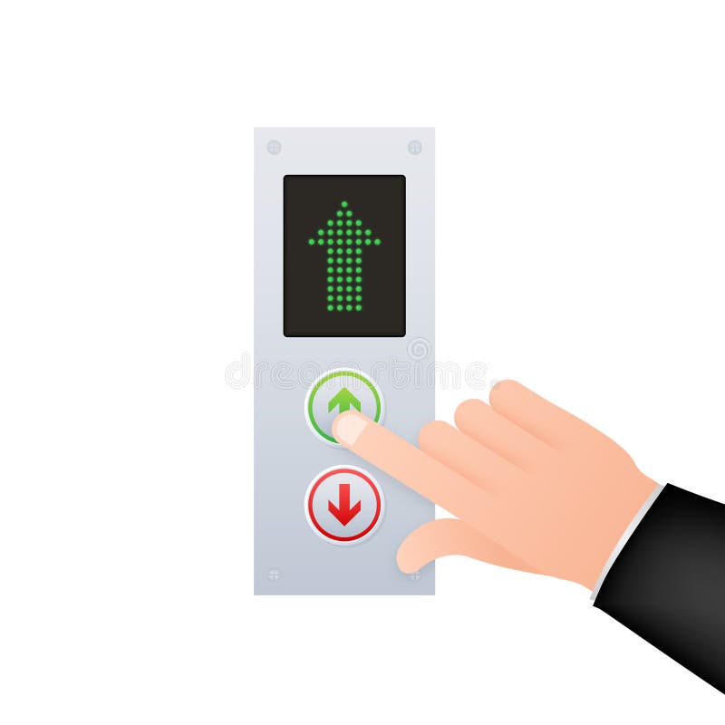 Button Call Elevator, Lift. Finger on the Button. Vector Stock ...