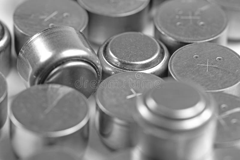 Button Cells, Batteries in a Close-up Stock Image - Image of closeup ...