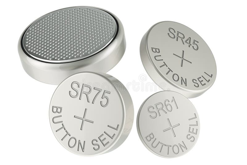 Button cells, 3D rendering stock illustration. Illustration of cells ...