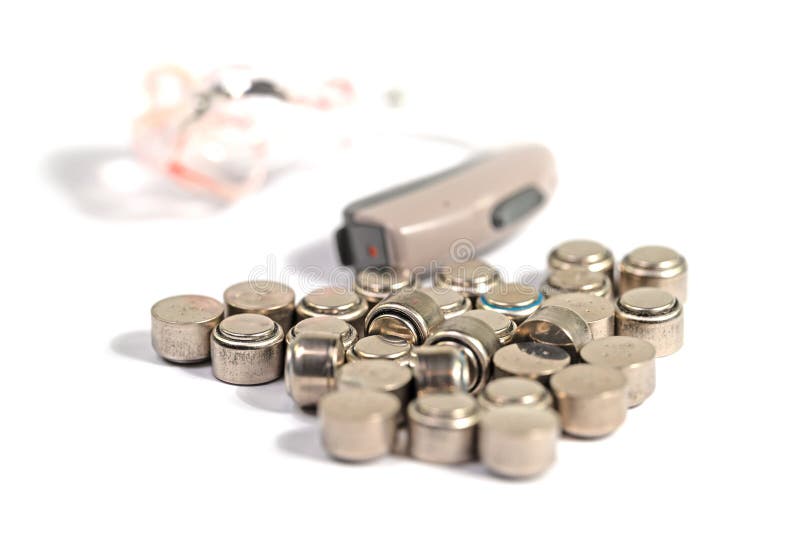 Button Cells for Hearing Aids Against a White Background Stock Photo ...