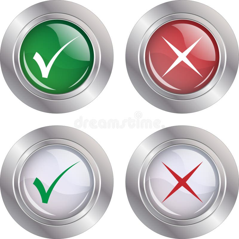 Button Check mark-Cancel stock vector. Illustration of green - 15985405