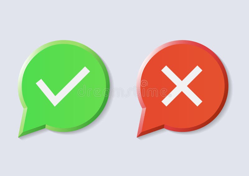 Button with Check Mark and Cross Icon Stock Vector - Illustration of ...