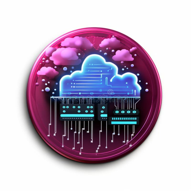 A Button with a Cloud on it Stock Illustration - Illustration of order ...