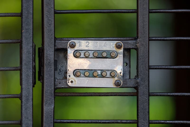 Button Code Lock on the Gate Stock Photo - Image of access, grey: 200348772
