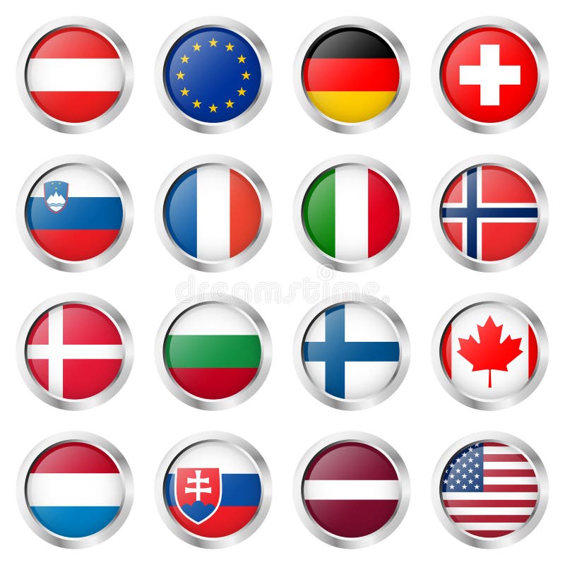 Button Collection with Country Flags Stock Vector - Illustration of ...