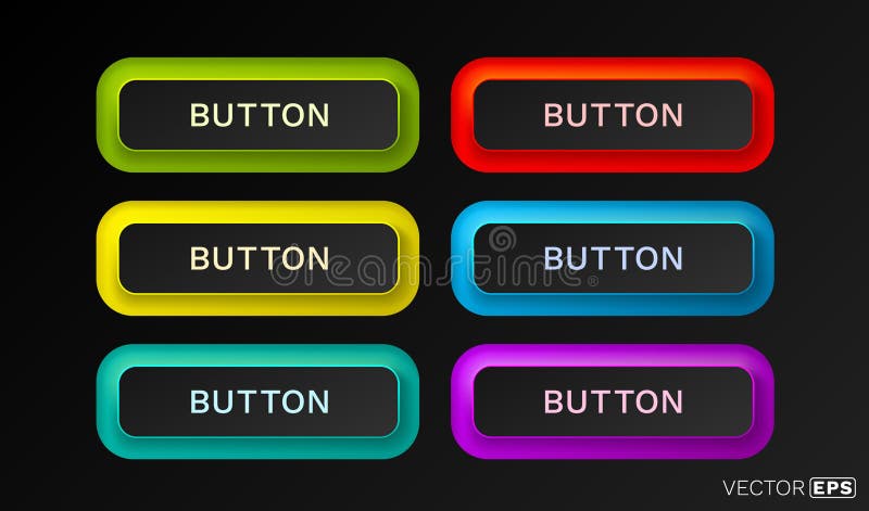 Button Color Set, Minimal Label Message, Web Element. Vector ...