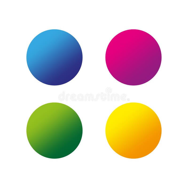 Button with Colored Balls. Round Shape. Vector Illustration. Stock ...