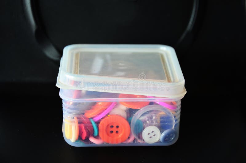 Buttons Colorful in Plastic Box Stock Image - Image of handmade ...