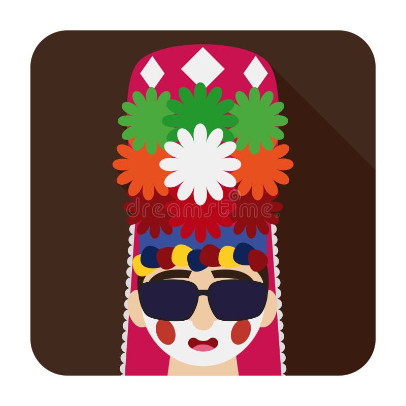 Button with Congo Dancer for Barranquilla`s Carnival in Flat Style ...