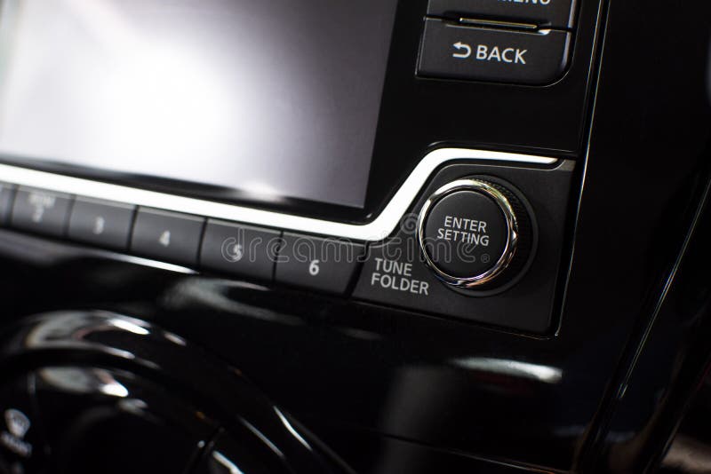 Button Control of Audio Multimedia Control Panel in Car. Stock Photo ...