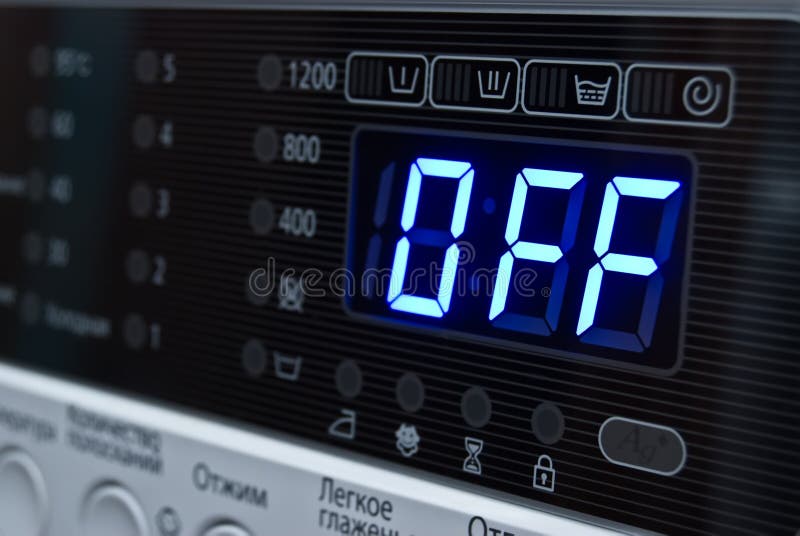 Button on a Control of Washing-machine Panel Stock Photo - Image of ...