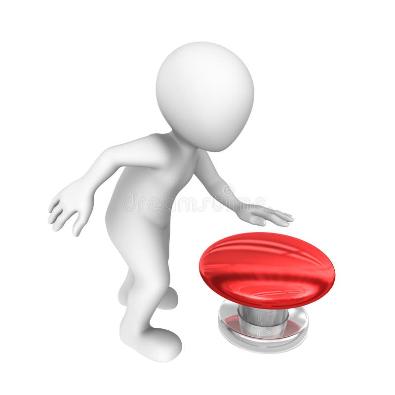 3d Person Pressing The Button On Stock Illustration - Illustration of ...