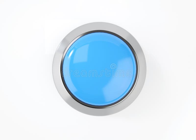 Button 3d Render Icon - Start Glossy Blue Simple Circle with Switch ...