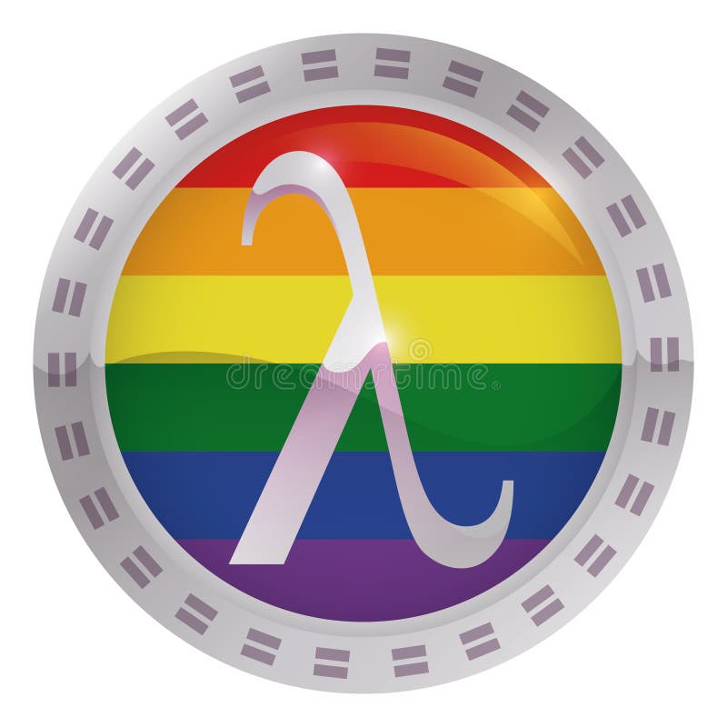 Button Decorated with Equal Symbols, Rainbow Flag and Lambda Symbol ...