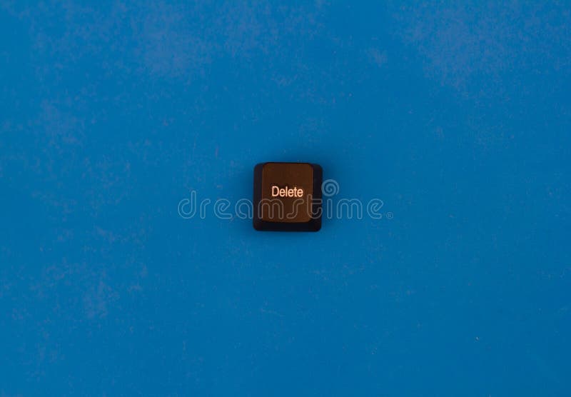 Button Delete from Computer Keyboard Isolated on Blue Background. One ...
