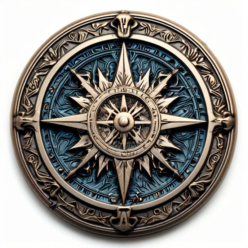 A Button Designed To Resemble a Miniature Compass with Stock Image ...