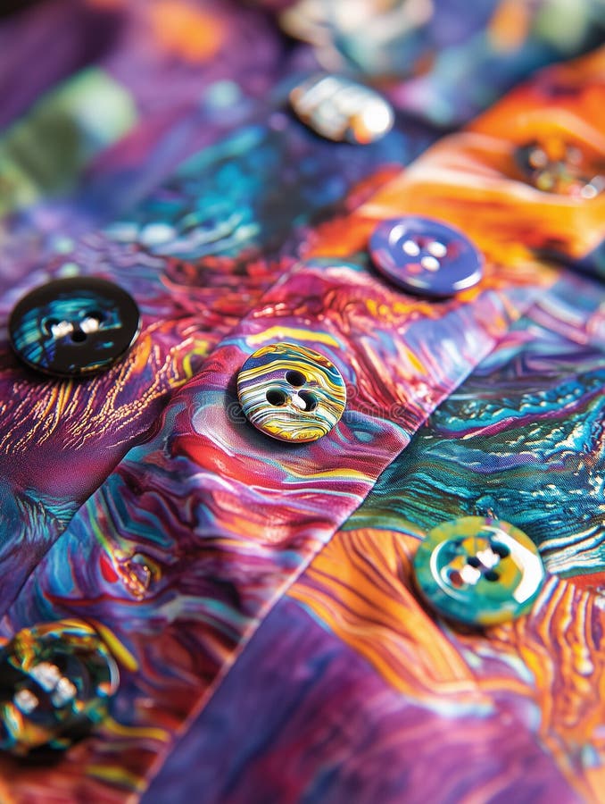 Button Designs Showcase Vibrant Colors and Intricate Patterns on Fabric ...