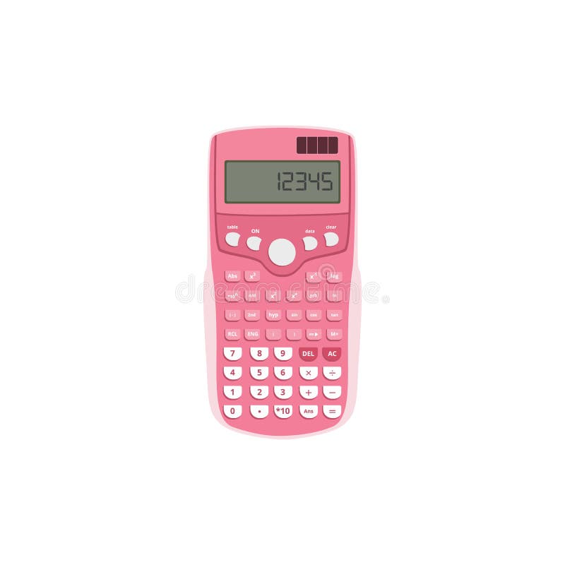 Button Digital Calculator in Pink Case Flat Vector Illustration ...