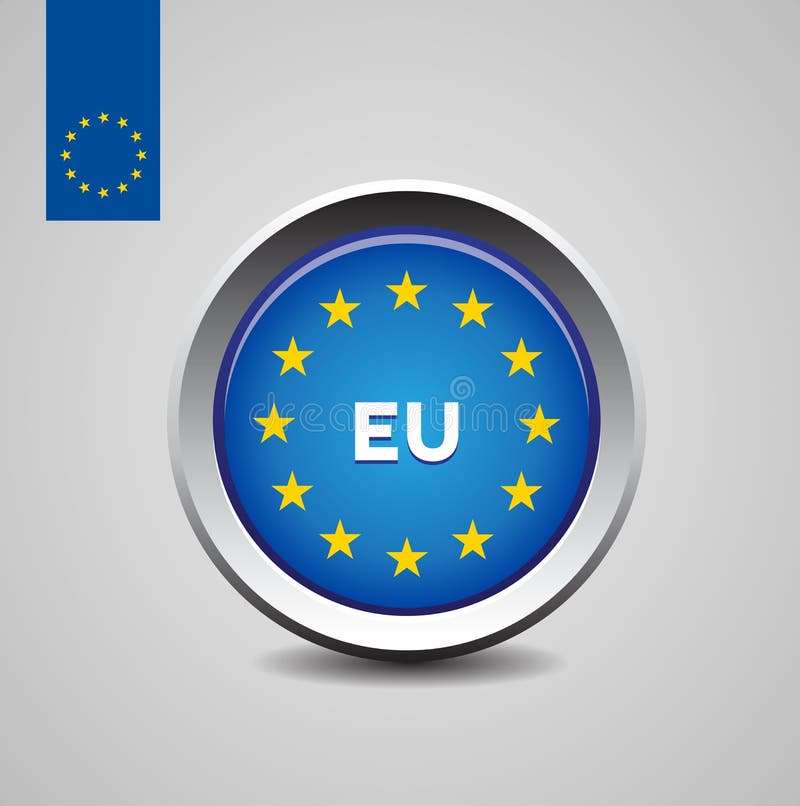 Button with European Union Flag EU Stock Vector - Illustration of ...