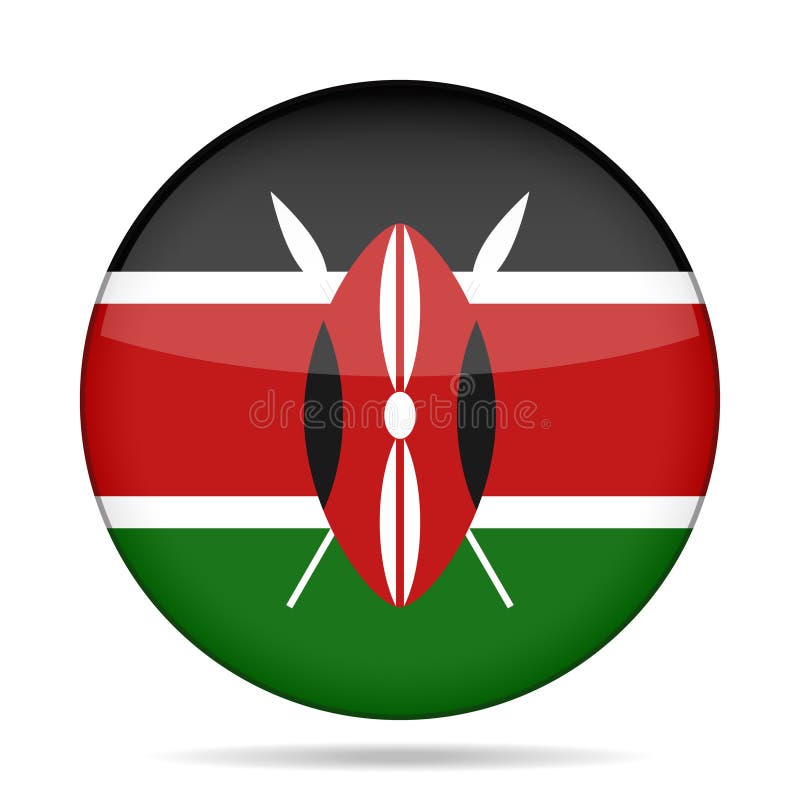 Button with flag of Kenya stock vector. Illustration of reflection ...