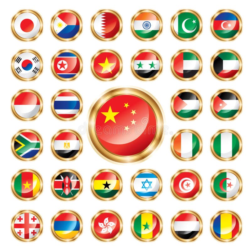Button Flags Set Asia & Africa Stock Vector - Illustration of color ...