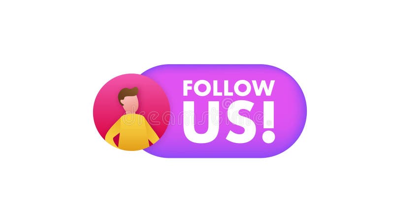 Button Follow Us Animation on White Background. Motion Design Stock ...