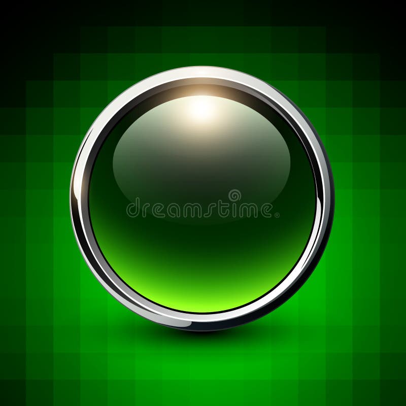 Green Button Shiny Metallic Stock Vector - Illustration of idea ...
