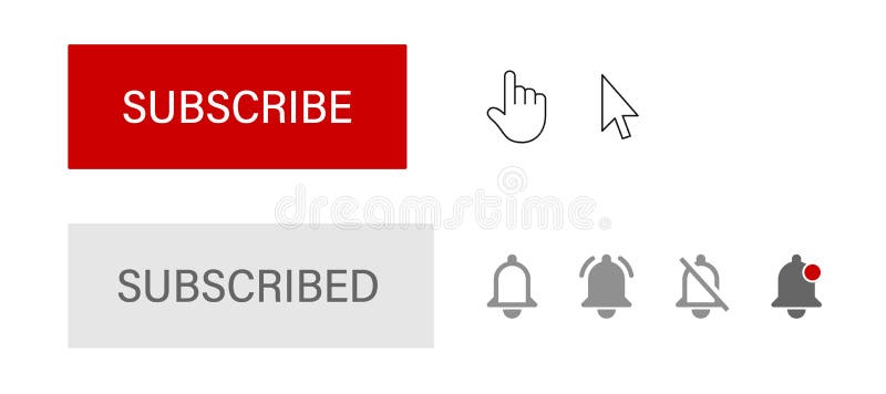 Subscribe Button Icon Vector with Bell. Subscribed Design for Streaming ...
