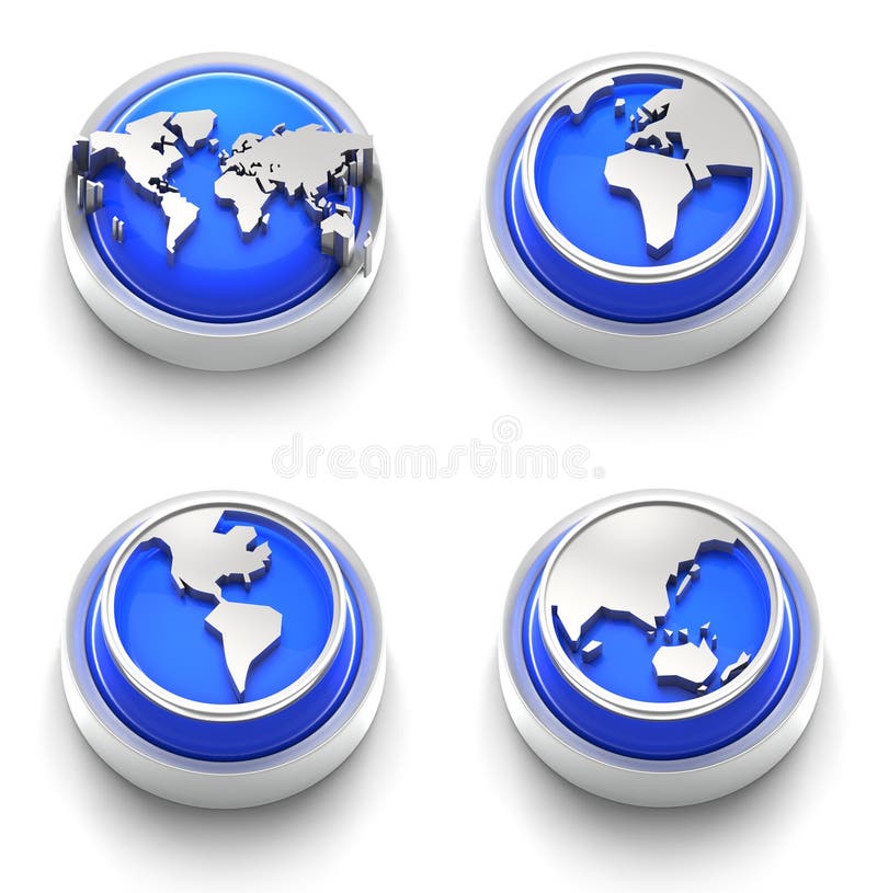 Button Icon: Blue World stock illustration. Illustration of symbol ...