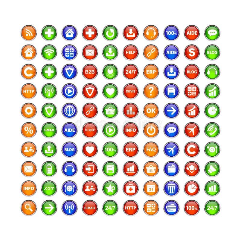Button Icon Set 3D Internet Website Bouton Stock Vector - Illustration ...