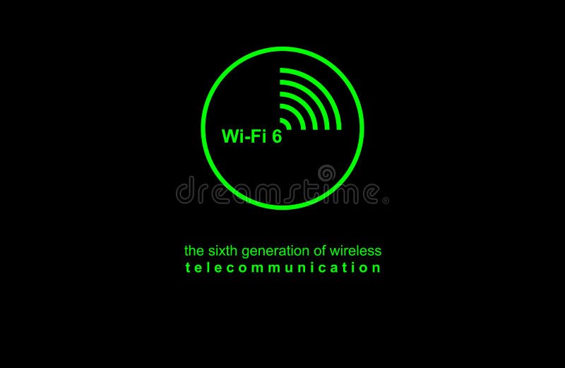 Button, Icon, WiFi 6 WLAN High Efficiency Wireless. Stock Illustration ...