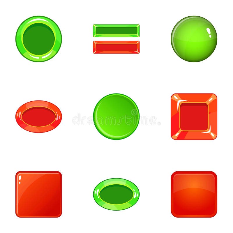 Button Icons Set, Cartoon Style Stock Vector - Illustration of push ...