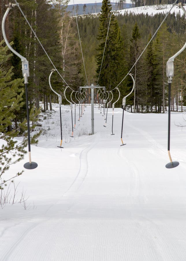 Button Lift Downhill Skiing Stock Photo - Image of nature, activity ...