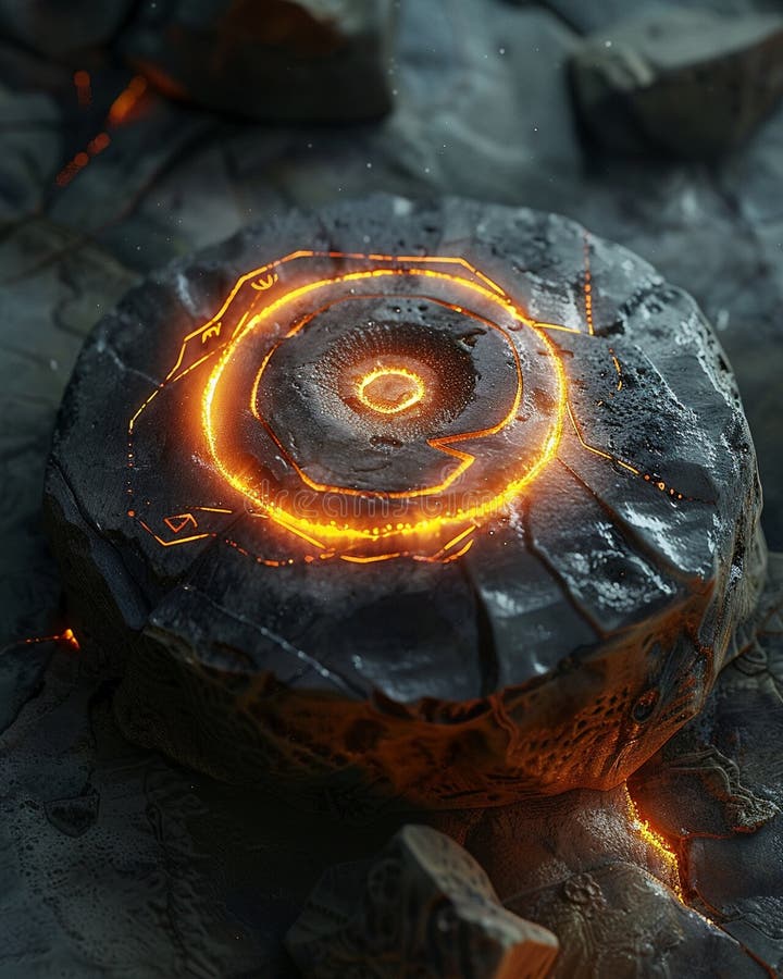A Button Made of Enchanted Stone, Glowing with Runes that Activate with ...