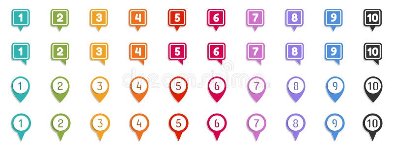 Button Map Pointer Set with Number Bullet Point from 1 To 10 - Vector ... Button Map Pointer Set with Number Bullet Point from 1 To 10 - Vector ...