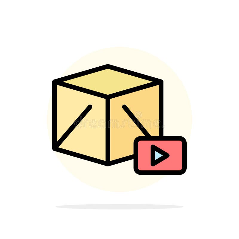 Button, Media, Play, Box Abstract Circle Background Flat Color Icon ...