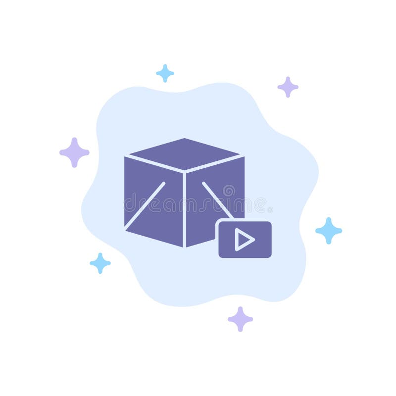 Button, Media, Play, Box Blue Icon on Abstract Cloud Background Stock ...