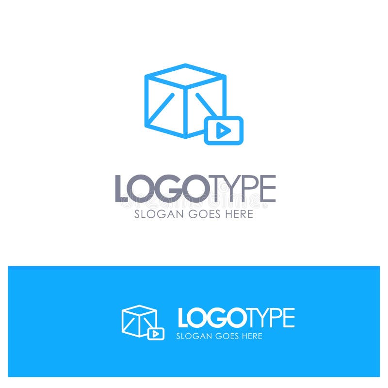 Button, Media, Play, Box Blue OutLine Logo with Place for Tagline Stock ...