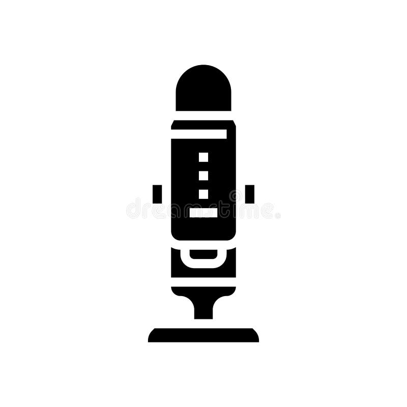Button Mic Microphone Glyph Icon Vector Illustration Stock Vector ...