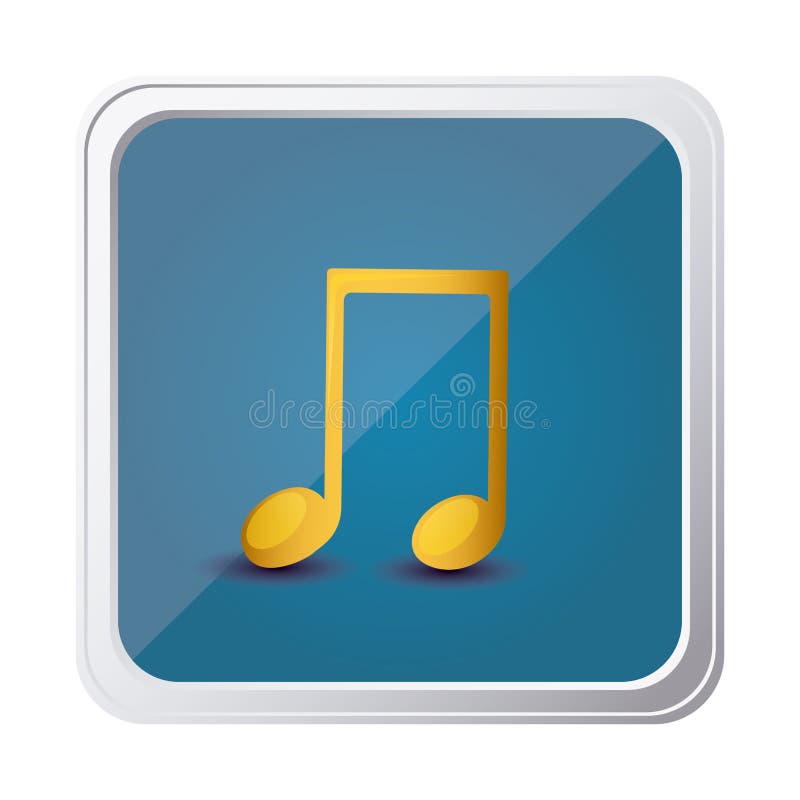 Button of Musical Note in Yellow with Background Blue Stock ...