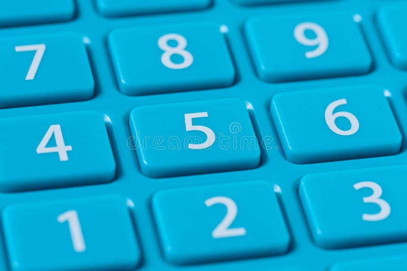 Button with Numbers on a Blue Plastic Calculator, Keyboard Stock Photo ...