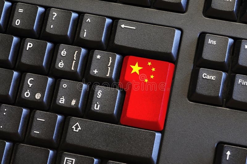 Button Painted with the Chinese Flag on Black Computer Keyboard Stock ...